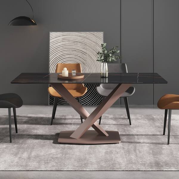 71" Modern Dining Table, Sintered Stone Top Table for Kitchen, Dining ...