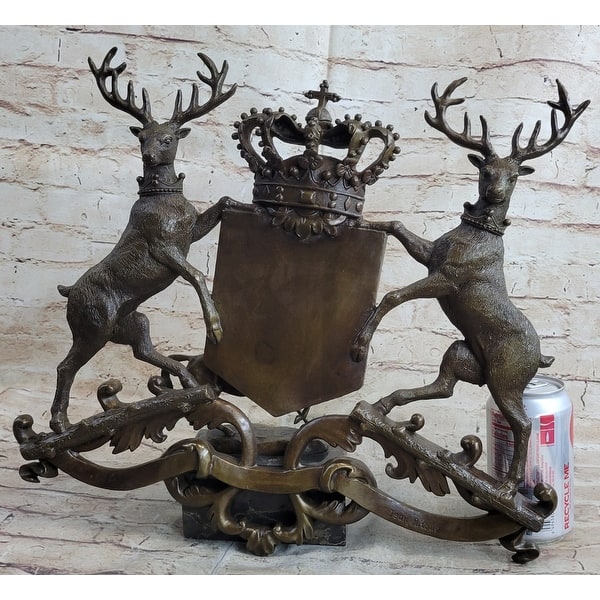 Two Stags Coat Of Arms Bronze Metal Wall Plaque Original Handmade ...