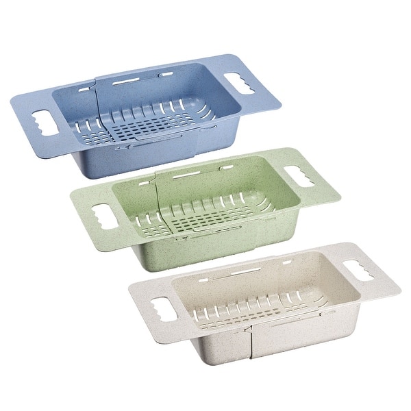 3 Pack Extendable Over the Sink Colanders Strainer for Kitchen - blue ...