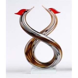 Brown And White Entwined Birds On Clear Stand Sculpture - Bed Bath ...