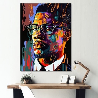 Designart "Malcolm X Illustration I" Celebrity Canvas Wall Art - Bed ...
