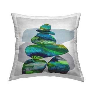 Stupell Blue Stacked Zen Rocks Printed Outdoor Throw Pillow Design by ...