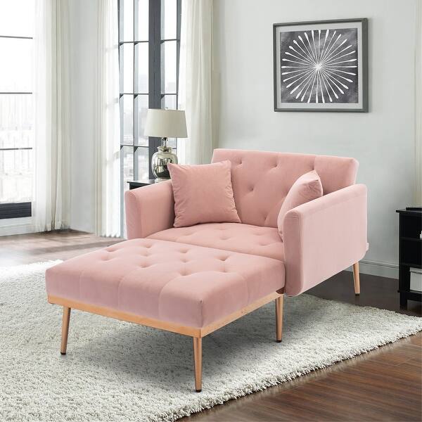 Padded Recliners Sleepers Pink Velvet Fabric Accent Chair Tufted Arm ...