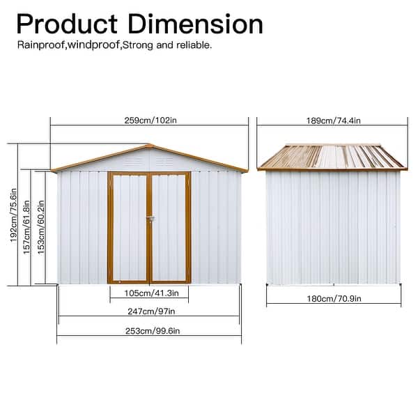 6x8 FT Outdoor Storage Shed, Tool Garden Metal Sheds with Lockable Door ...
