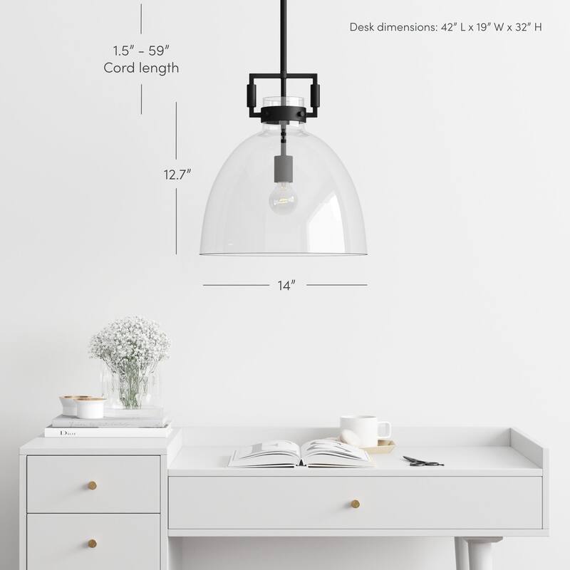 Nathan James Leigh Ceiling Hanging Pendant Light with Oversized Shade ...