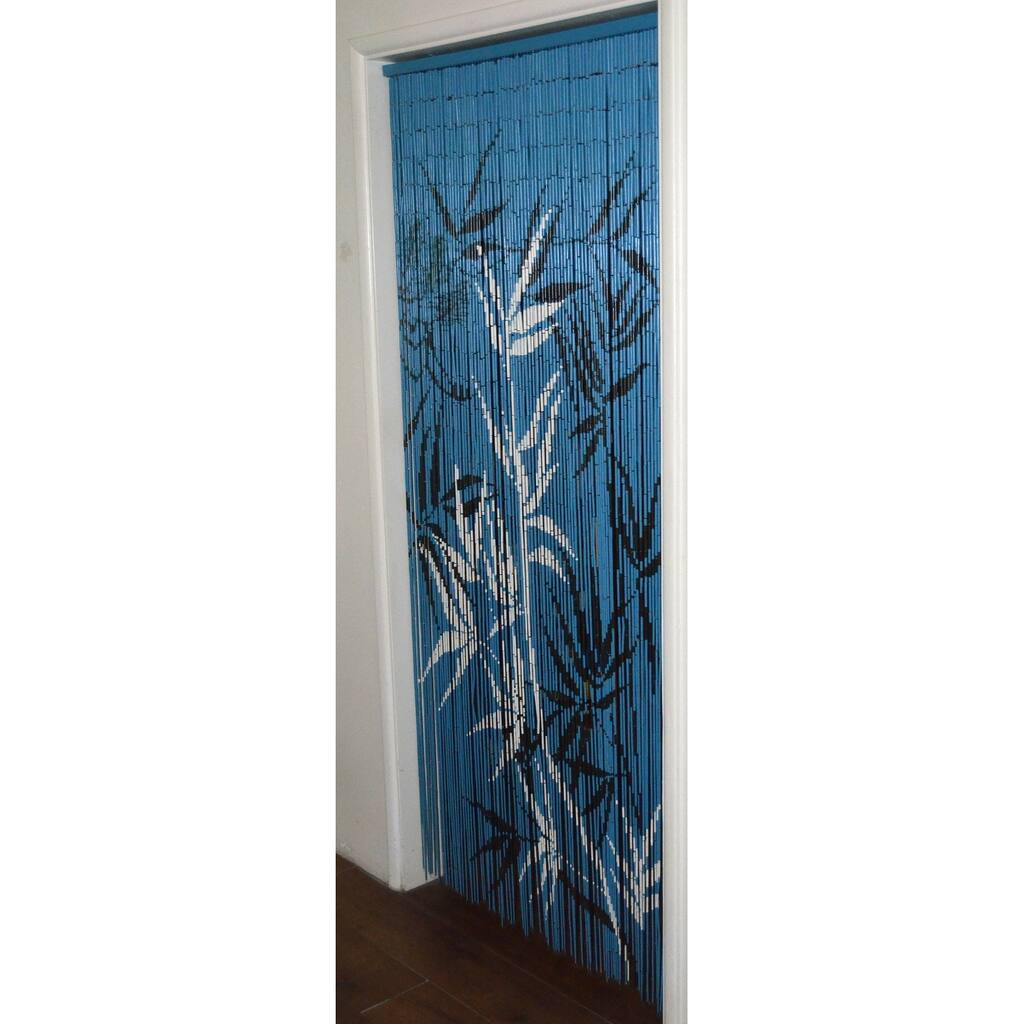 Handmade Blue Bamboo Beaded Curtain - Overstock - 11898060