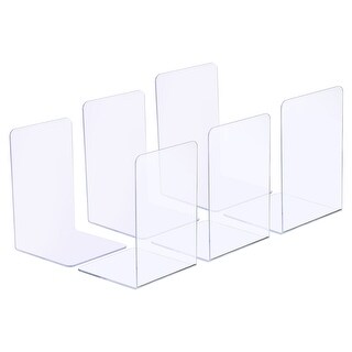 Acrylic Bookends, 6 Pcs L-shaped Book Ends for Shelves Magazine Stand ...