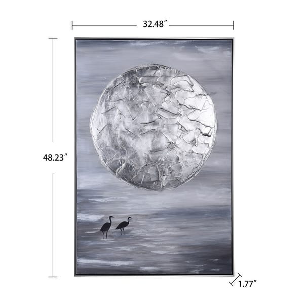 Silver Moon - Monochromatic Hand Painted Seascape Wall Art - Bed Bath ...