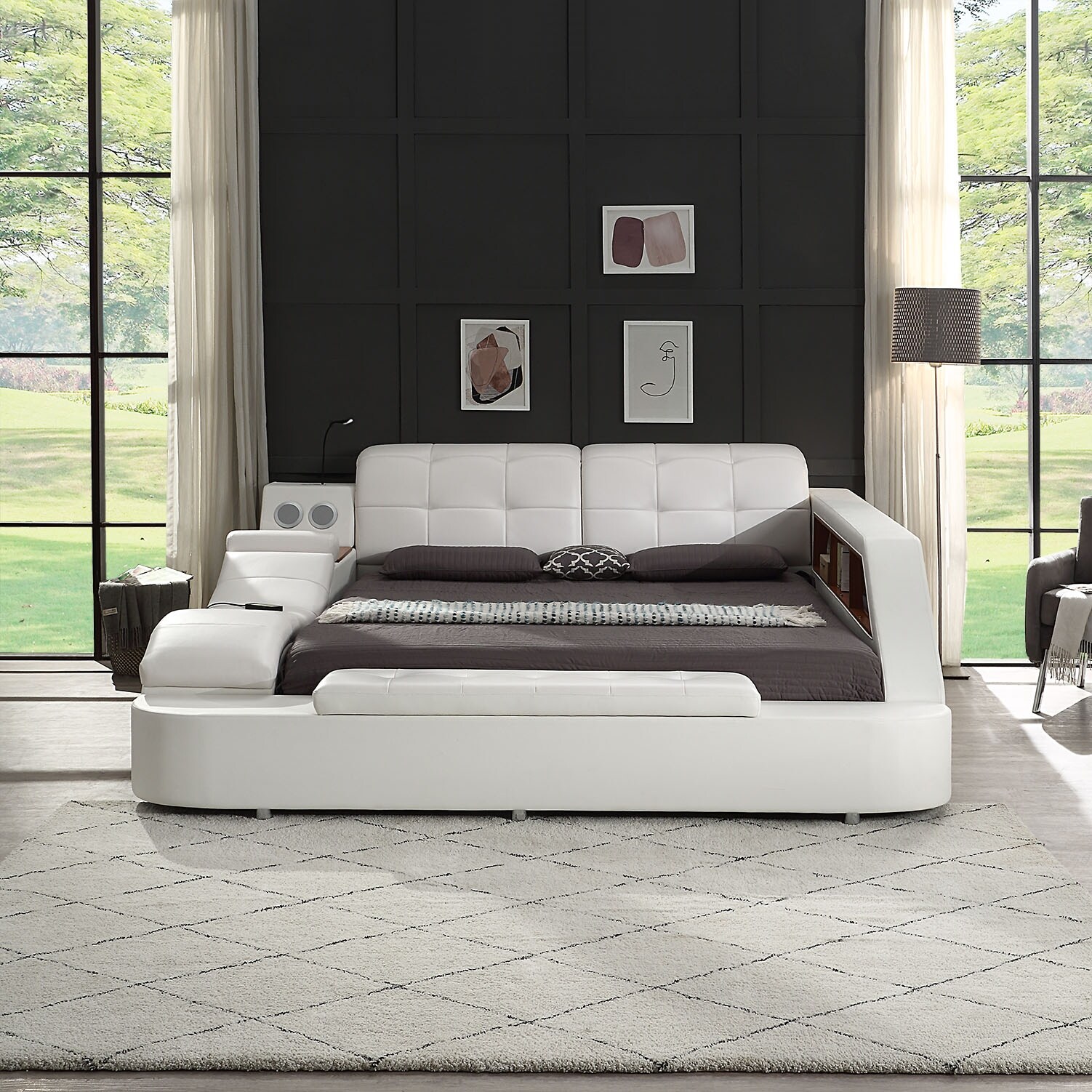 Ouyessir Multi functional Upholstered Storage Bed with Chaise Lounge on Side Bed Bath Beyond 39893748