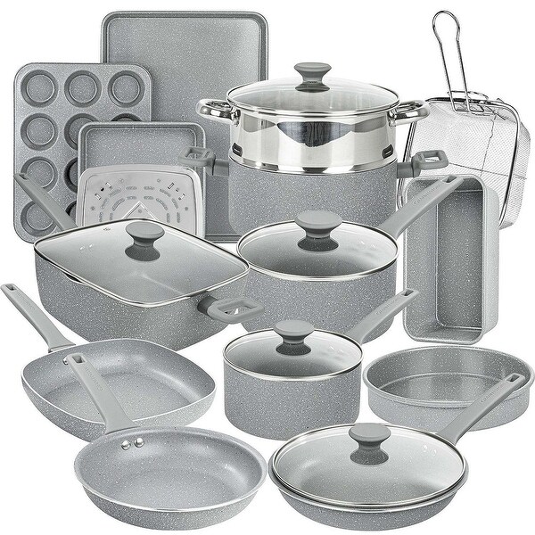 Granitestone Charleston Hammered 15 Piece Nonstick Cookware Set - Bed ...