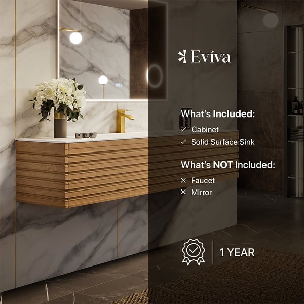 Eviva Allure 55 Inch Wall Mount Vanity in Natural Oak - Bed Bath ...