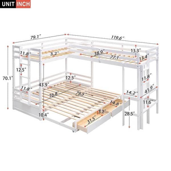 built in bunk bed dimensions
