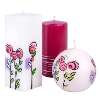 Set of 3 Floral Patterned Votive Candles - Unscented - Bed Bath ...