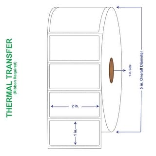 2" x 1" General Use Labels, w/ Perf Thermal Transfer Labels, Perforated ...