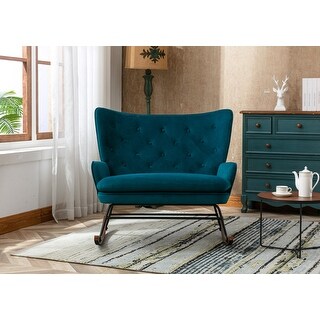 High Back Rocking Chiar, Comfortable Rocker Padded Seat, Modern Lounge ...