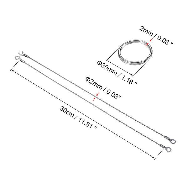 Stainless Steel Lanyard Cable 1.5mmx10cm, 6 Pack Rope with 12 Pack Key ...