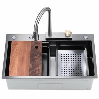 30"x 18" Stainless Steel Kitchen Sink Set with Faucet and Accessories ...