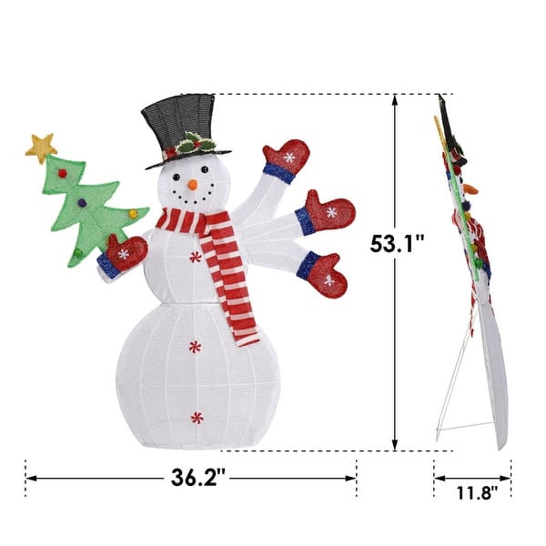 Pre-lit 2D Snowman Waving Hands Christmas Decoration - White - Bed Bath ...