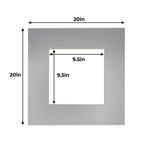 10x10 Mat for 20x20 Frame - Precut Mat Board Acid-Free Metallic Silver ...