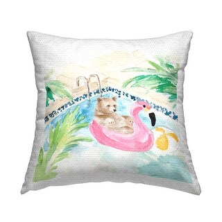 Stupell Bear Swimming Pool Summertime Printed Outdoor Throw Pillow ...