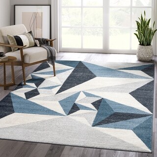 Abani Rugs Deco DEC110A Blue Grey 3D Triangle Area Rug - Bed Bath ...