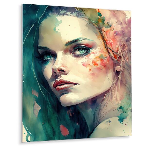 Designart "Sensuous Young Woman In Tones Of Blue I" Woman Sensual Metal ...