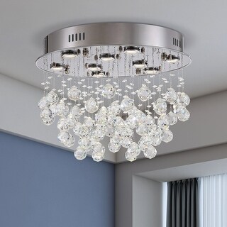 20 in. Modern Raindrop Crystal Flush Mount Light 9-Light Dimmable ...