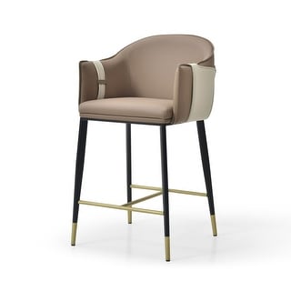 Modrest Calderon Modern Brown & Beige Vegan Leather Counter Chair - Bed ...