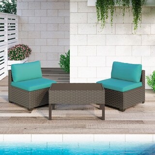 Keys 3-Piece Outdoor Conversation Set with Armless Sofas and Coffee ...