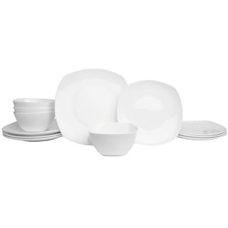Fitz and Floyd Nevaeh White Soft Square 12-Piece Dinnerware Set ...