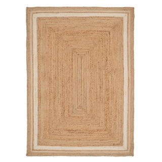 KUKOON Cream Border Natural Jute Living Room Area Rug - Bed Bath ...