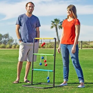 Ladder Toss Indoor & Outdoor Game Set with 6 Soft Rubber Bolo Balls and ...