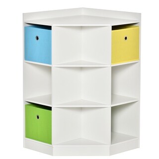 Corner Cabinet, Cubby Toy Storage Organizer, Bookshelf Unit with Three ...