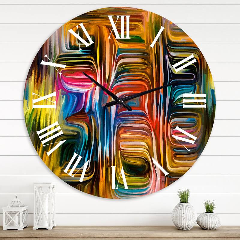 Designart 'Colour Fusion II' Modern wall clock - Overstock - 33848367