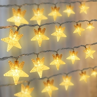Joyfy 100 LED Star String Lights, 39ft Warm White Indoor/Outdoor ...
