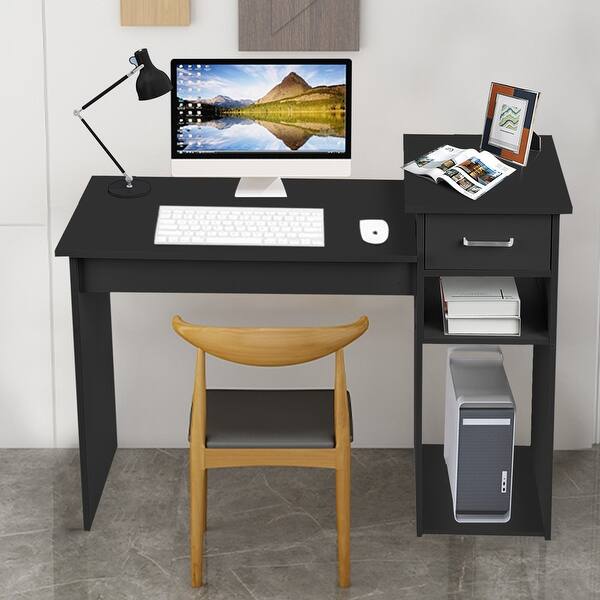 Computer Desk With Shelve And Drawer Home Office Writing Study Table ...