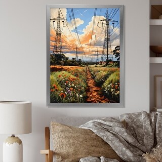 Designart "Power Lines Electric Reverie VI" Power Lines Framed Wall Art ...