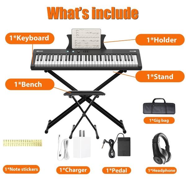 Portable Electric Semi-Weighted Piano Keyboard for Beginner ...