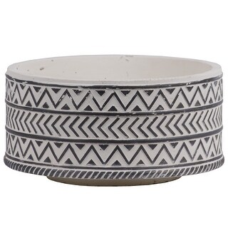 Wide Ceramic Pot with Embossed Chevron Design, Large, Set of 2 - Bed ...