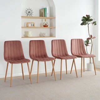 Pink Kitchen Upholstered Side Chair Dining Chair with Backrest,4-Piece ...