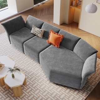 Stylish Sectional Sofa, Adjustable Back Polyester Upholstery Sofa Set ...