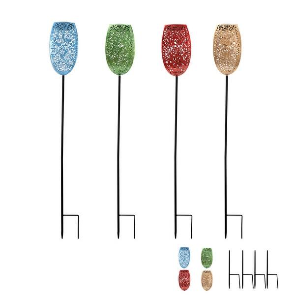 4PK Assorted Color Metal Garden Solar Light Landscape Lights- Large ...