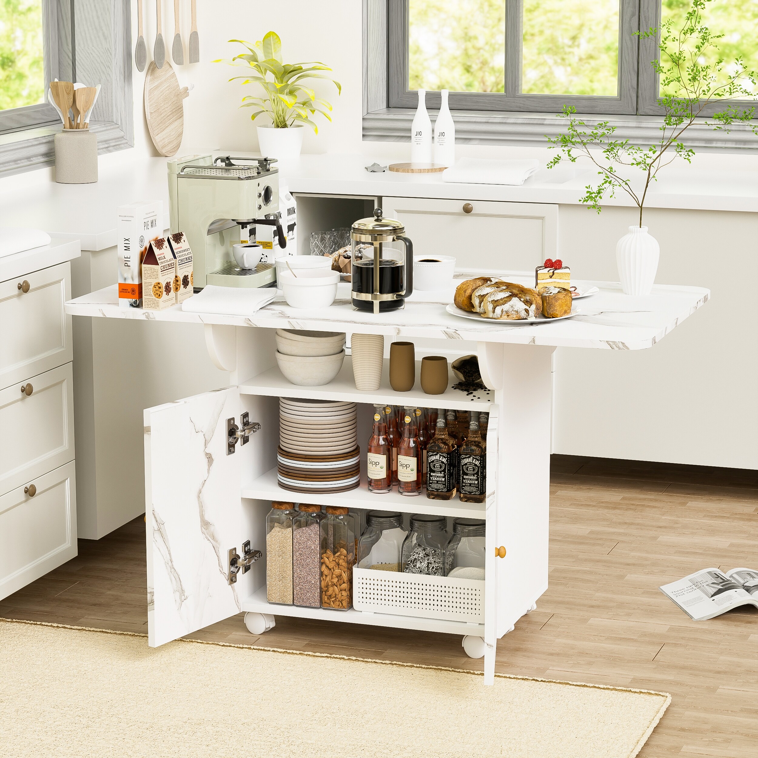 Kitchen island with folding table store