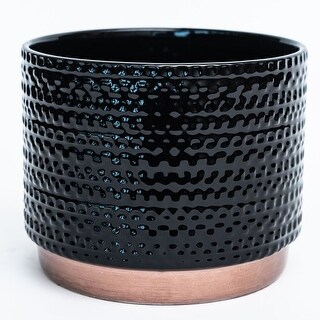 Black Pattern With Copper Colored Base Planter - Bed Bath & Beyond ...