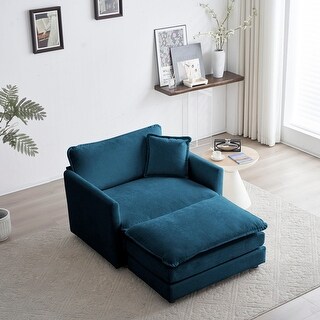 Modern Accent Chair with Ottoman, Living Room Club Chair Chenille ...
