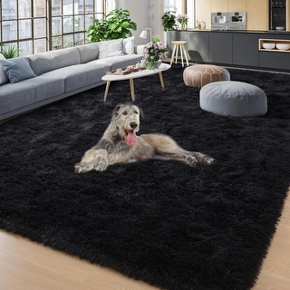 Ultra Soft Fluffy Black Bedroom Rug - Bed Bath & Beyond - 41441134