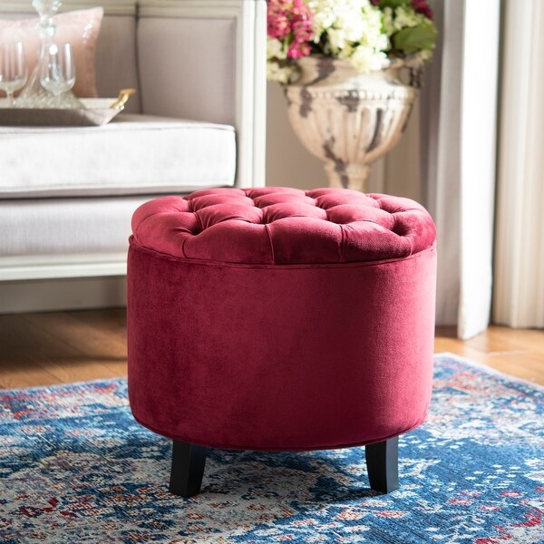 Red tufted ottoman store