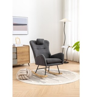 Soft Teddy Velvet Fabric Comfy Wingback Glider Rocking Chair with Safe ...