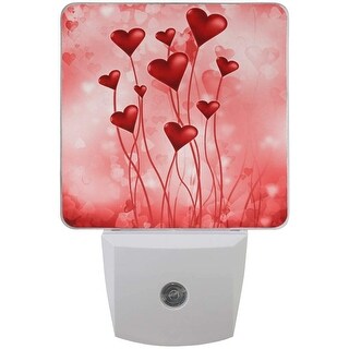 Romantic Love Hearts Night Light Set of 2 Valentines Day Plug-in LED ...
