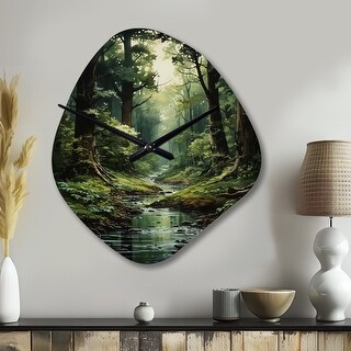 Designart - River Into Enchanted Woods I - Forest Large Wall Clock in ...
